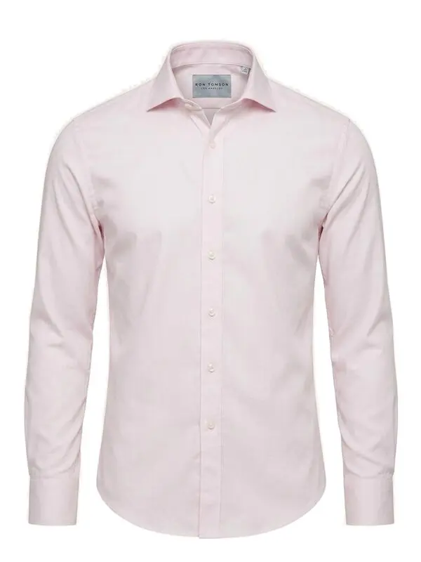 RON TOMSON Pure Cotton Spread Collar Fitted Dress Shirt Light - Pink