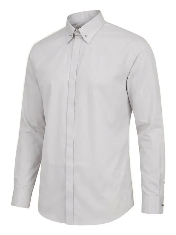 RON TOMSON Collar Pin Hidden Placket Dress Shirt - Grey