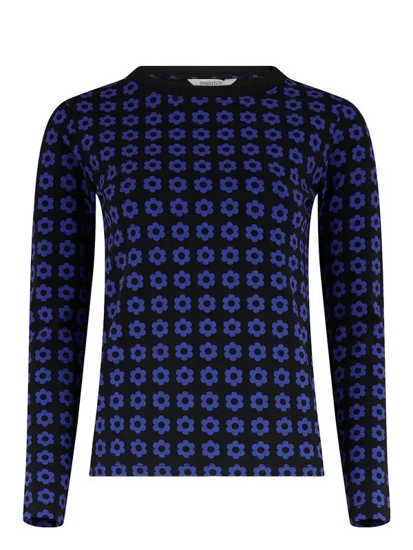 SUGARHILL BRIGHTON Josie Jersey Top Blue Floral - Black