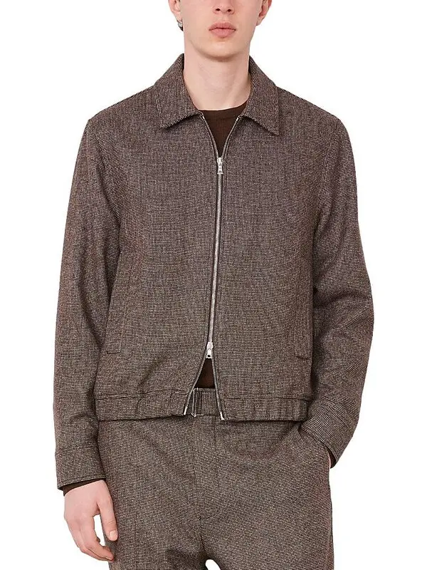 Officine Générale Marlino Brush Pattern Jacket - Coffee/beige