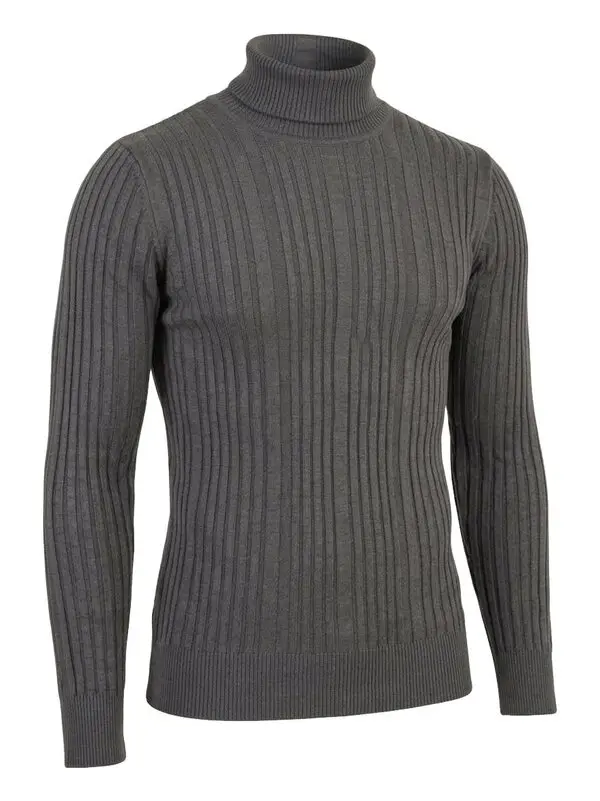 RON TOMSON Roll Neck Ribbed Sweater Anthracite - Grey
