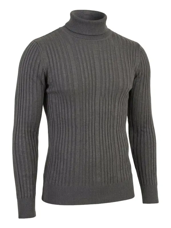 RON TOMSON Roll Neck Ribbed Sweater Anthracite - Grey