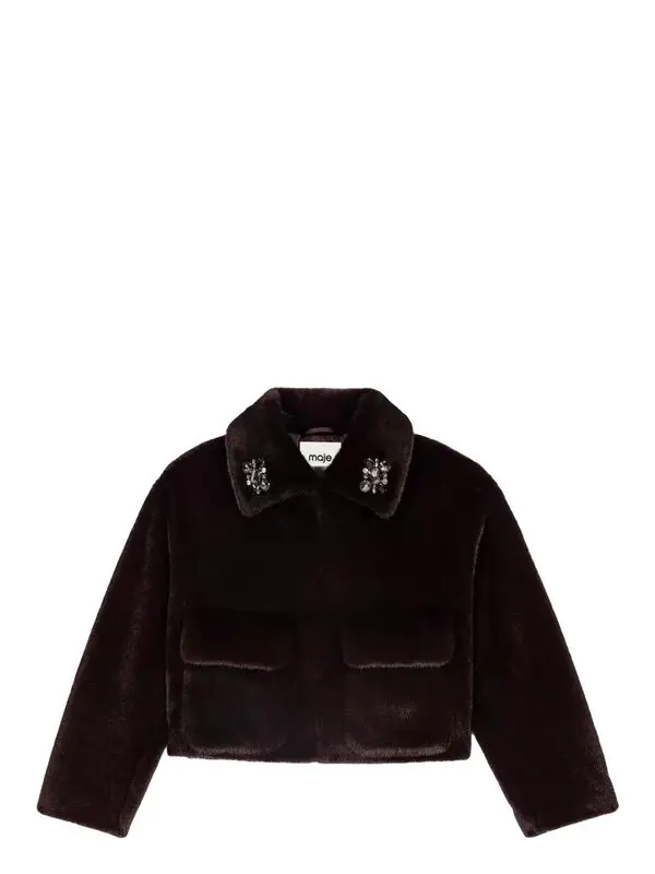 Maje Short Faux-fur Jacket - Brown