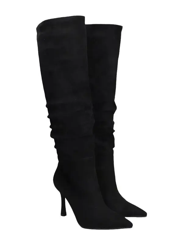 TWENTY FOURHAITCH Miya Pointed-toe Knee-high Boots - Black