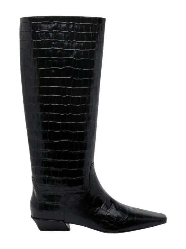 Jeffrey Campbell Passo Croc-effect Knee-high Boots - Black