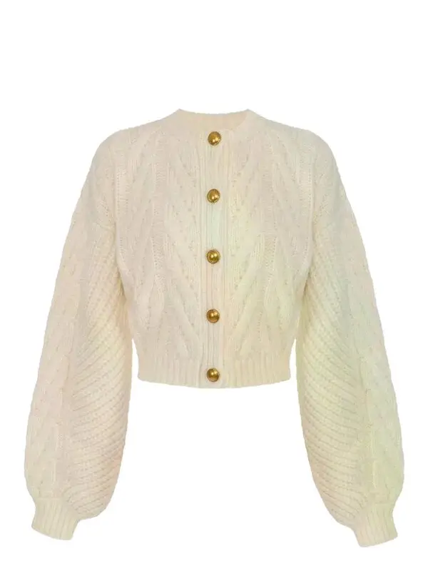 Elisabetta Franchi Cardigan In Knit Fabric - Neutrals