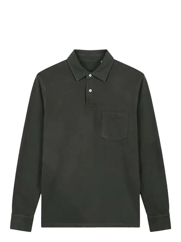 Hartford Chest-pocket Long-sleeve Polo Shirt - Green