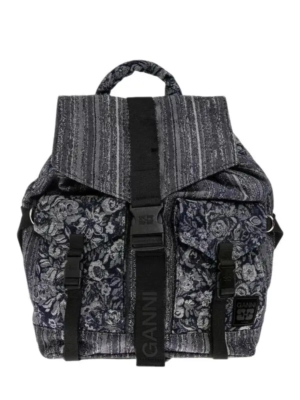 GANNI Floral-motif Backpack - Blue
