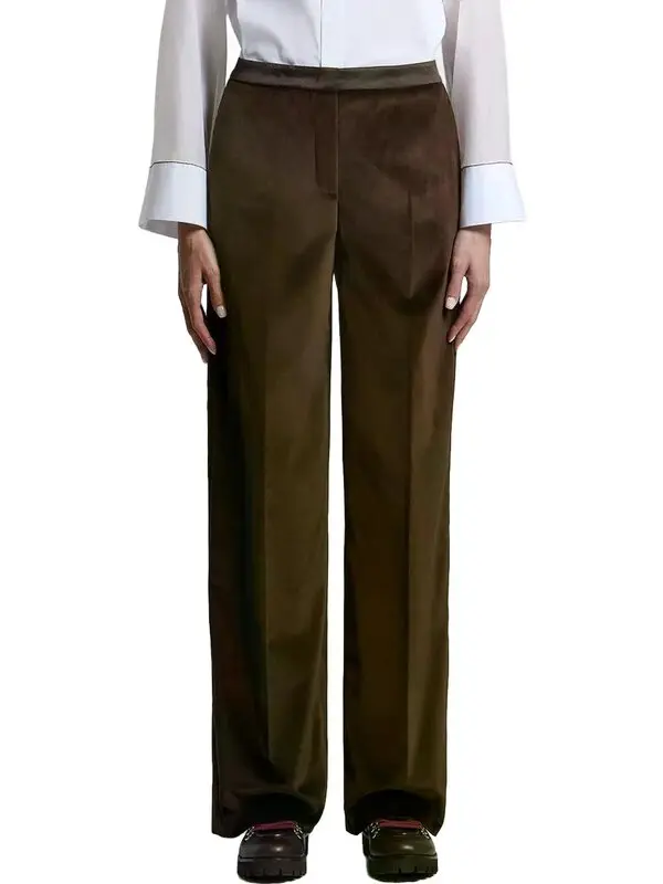Peserico Stretch-velvet Straight-leg Trousers - Brown