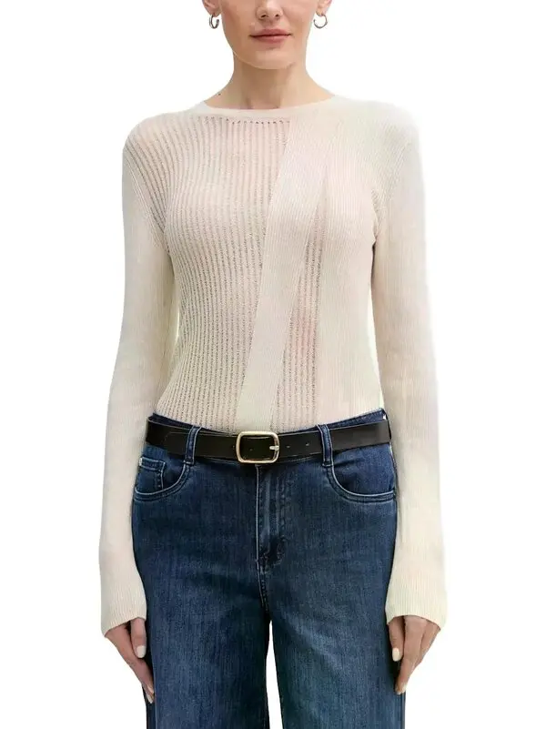 Sisley Ribbed Ladder-stitch Sweater - Neutrals