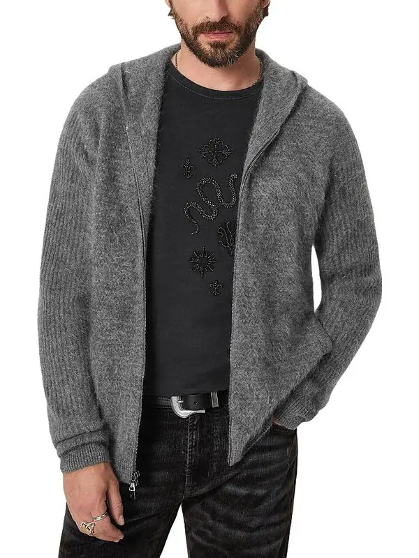 John Varvatos Stefano Cashmere Zip Hoodie - Charcoal