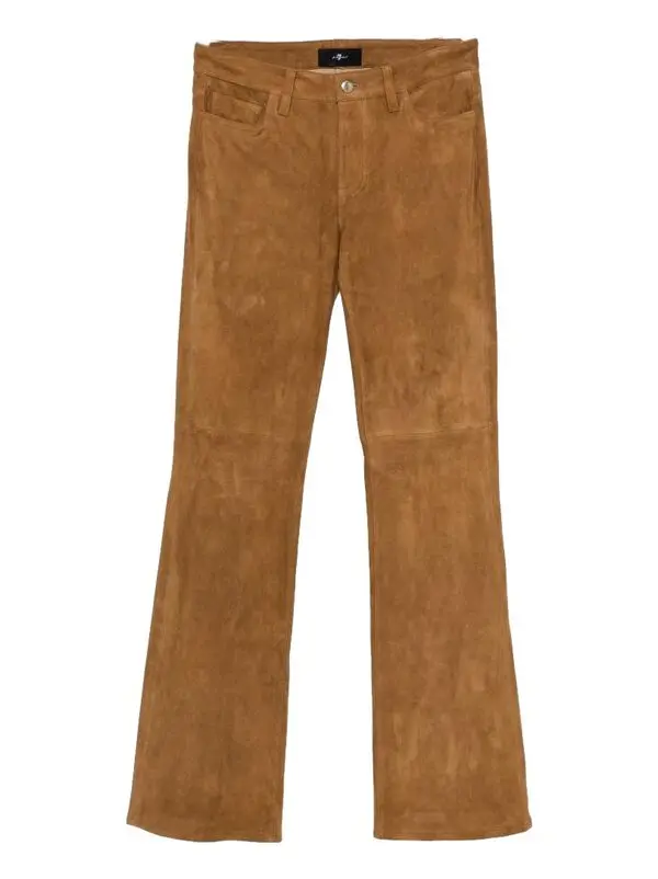 7 For All Mankind Suede Leather Trousers - Brown