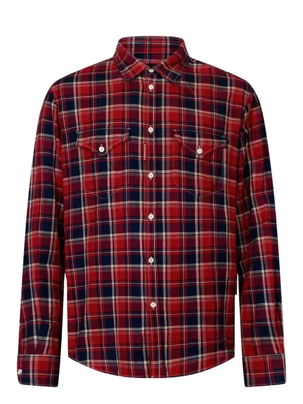 Dsquared2 Classic-check Western Canadian Shirt - Blue