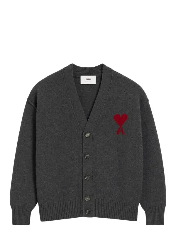 AMI Paris De Coeur Cardigan - Grey