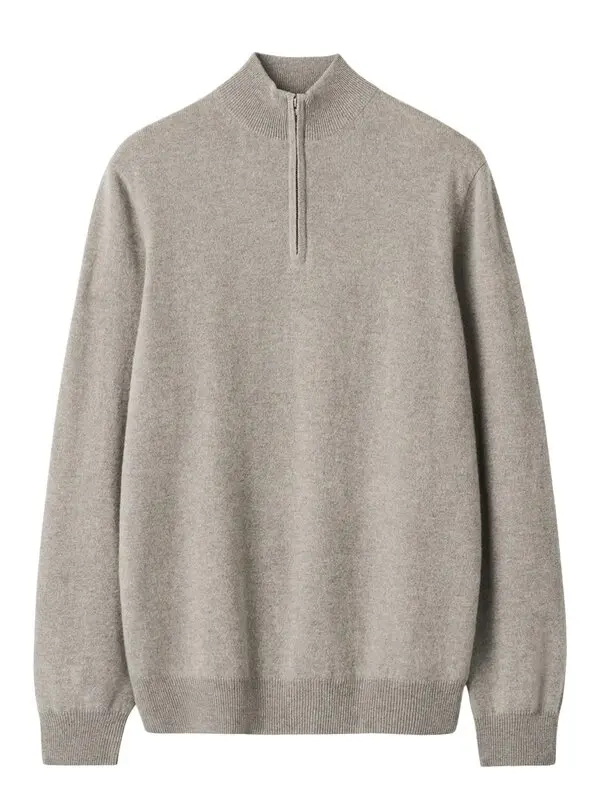 Soft Goat Half Zip Sweater By - Grey