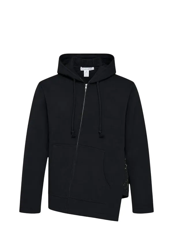 Comme Des Garçons Asymmetric Paint-splatter Hoodie - Black