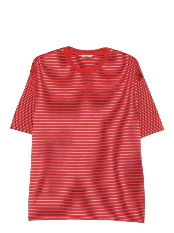 Auralee Wool Striped T-shirt - Red