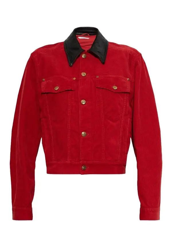 Versace Velvet Denim Jacket - Red