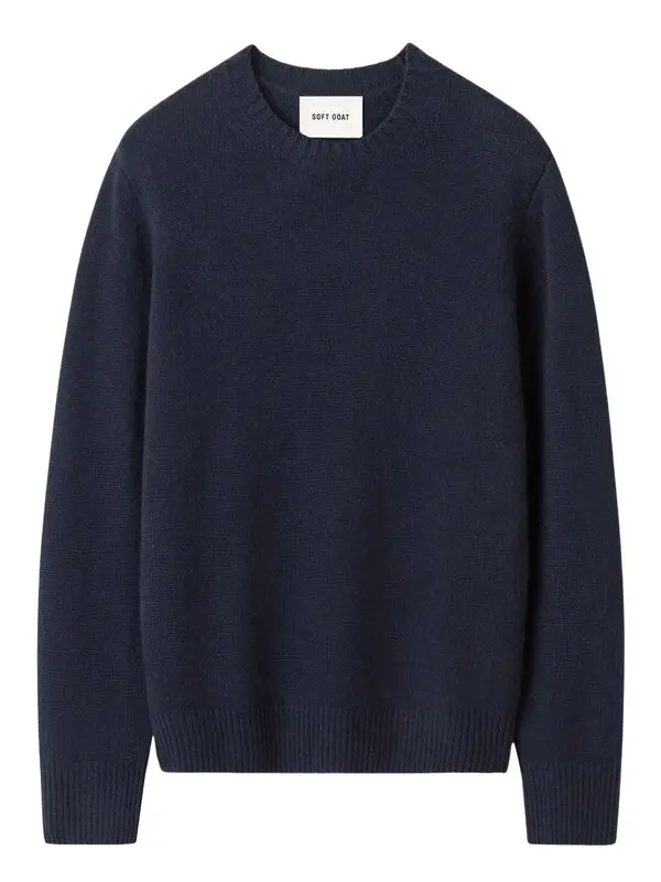 Soft Goat Chunky Crewneck Sweater By - Blue