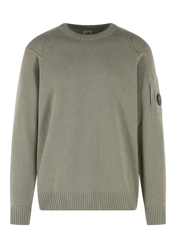 C.P. COMPANY Lens Crewneck Knitted Jumper - Grey