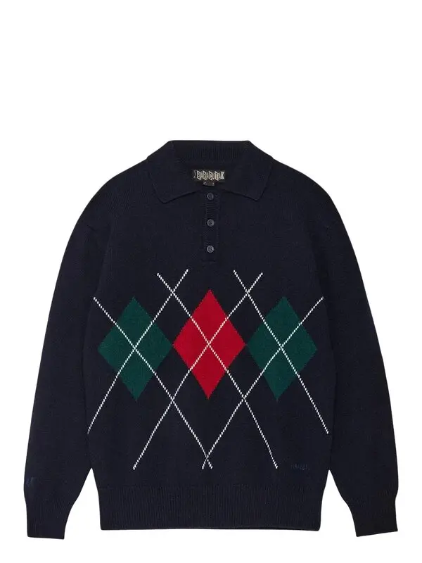 BARACUTA Argyle Polo Neck - Blue