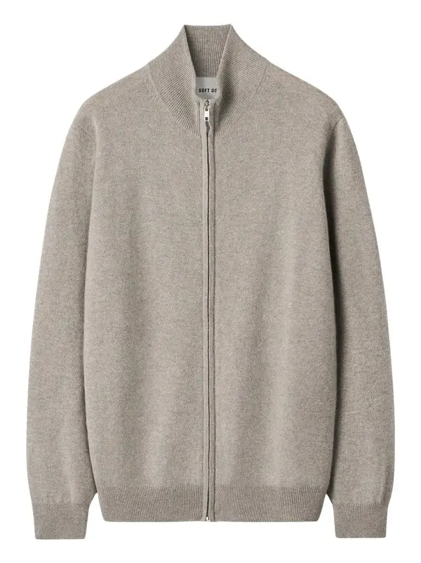 Soft Goat Full Zip Cardigan By - Grey