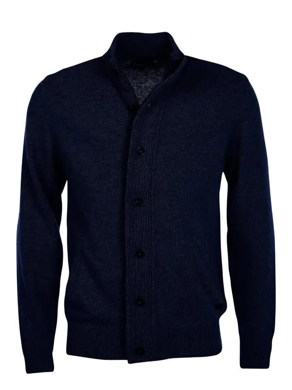 Barbour Wool Zip Through Sweather - Blue