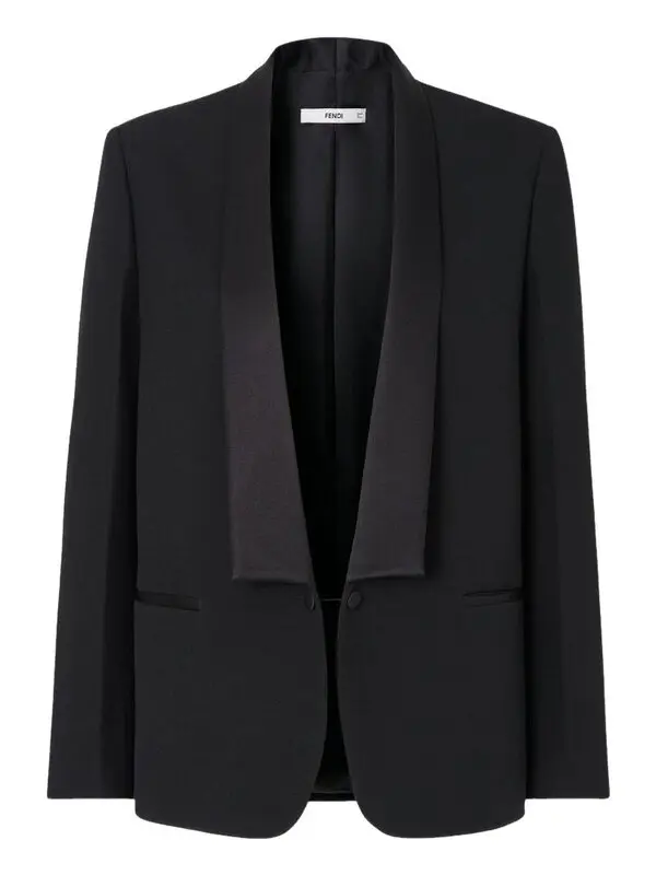 Fendi Wool Single-breasted Blazer Jacket - Black