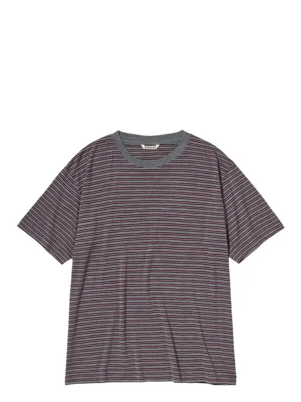 Auralee Wool Striped T-shirt - Grey