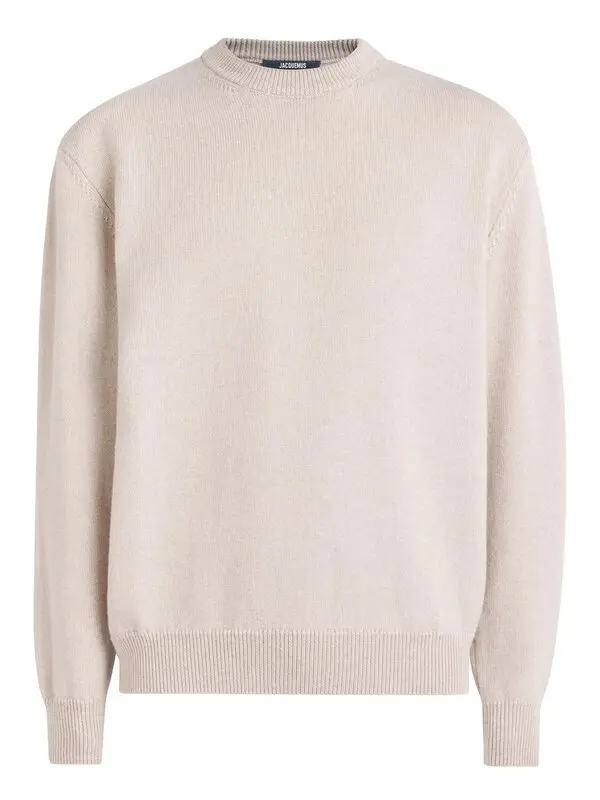 Jacquemus Stretch-merino Wool Logo Sweater - Beige