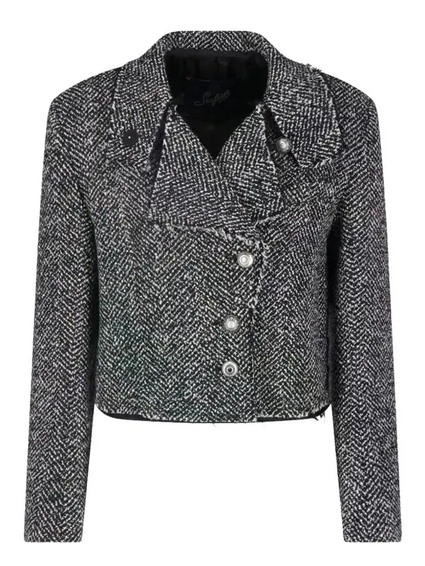 Seafarer Herringbone-pattern Frayed Jacket - Grey
