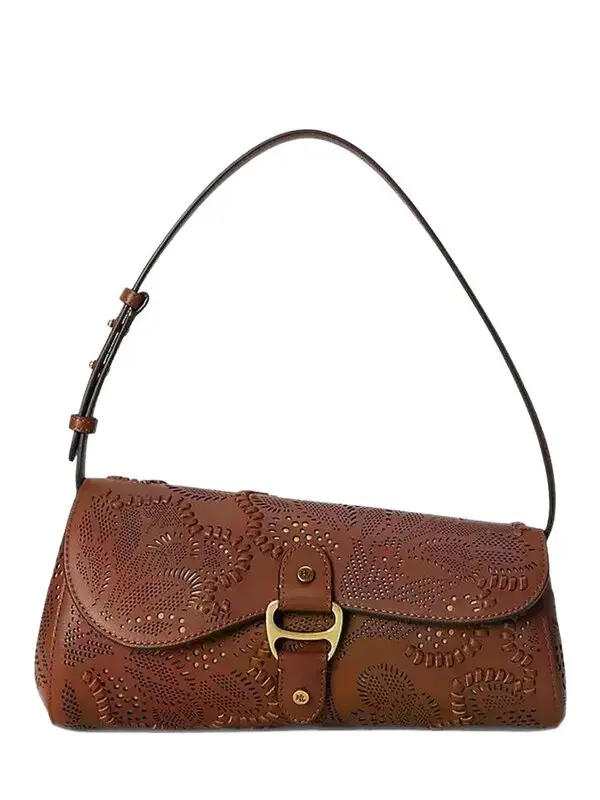 Ralph Lauren Tasha East-west Perforated Leather Shoulder Bag - Brown