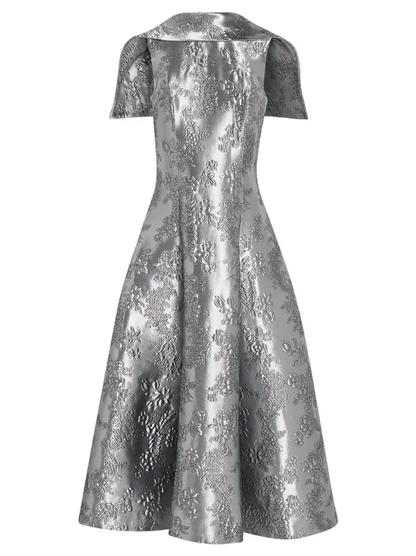 EMILIA WICKSTEAD Metallic Cloqué Harlow Midi Dress - Silver