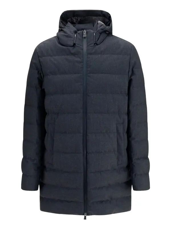 Herno Long Hooded Down Jacket - Grey