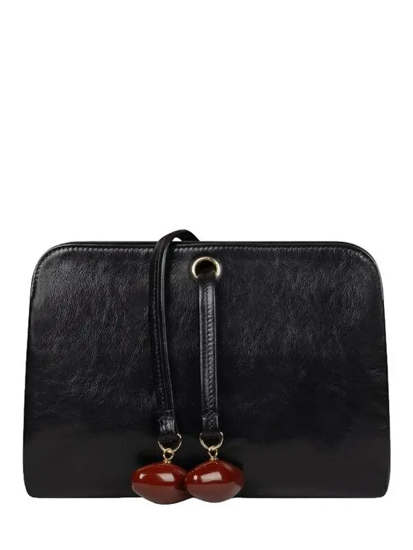 Victoria Beckham Kizette Clutch Supple Shine Leather - Black