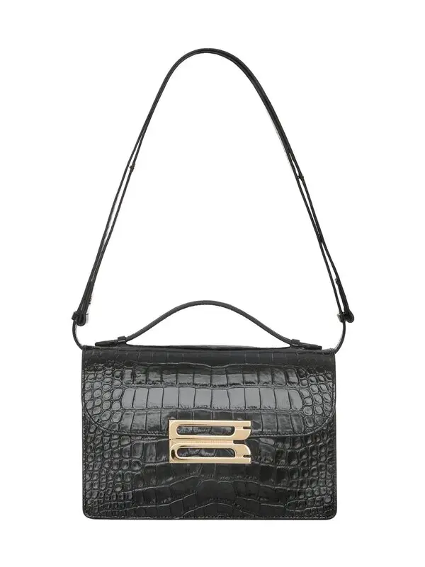 Victoria Beckham Dorian Bag Croc Embossed Leather - Black