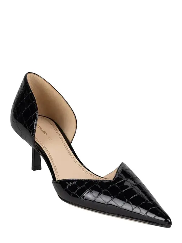 Victoria Beckham Angle D'orsay Pump 55 Croc Embossed Leather - Black