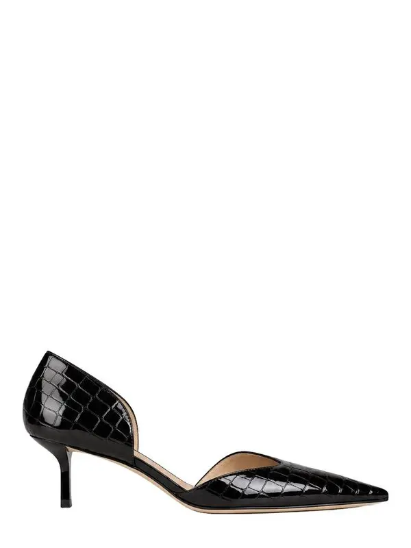 Victoria Beckham Angle D'orsay Pump 55 Croc Embossed Leather - Black