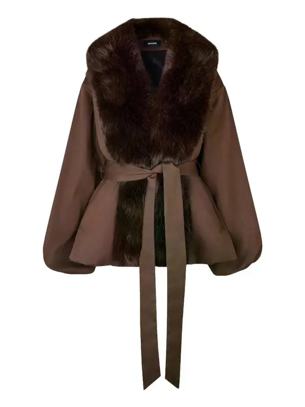 ROTATE BY BIRGER CHRISTENSEN Faux-fur Collar Jacket - Brown
