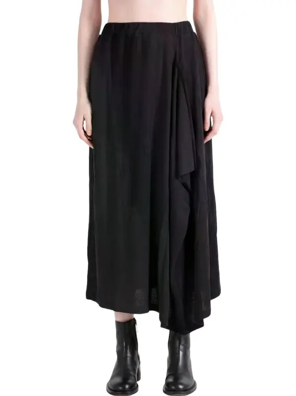 Yohji Yamamoto Asymmetric Draped Midi Skirt - Black