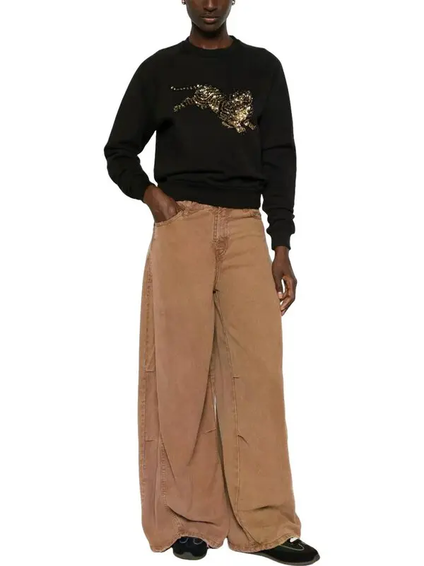 Kenzo Sequin-embellished Tiger-motif Sweatshirt - Black