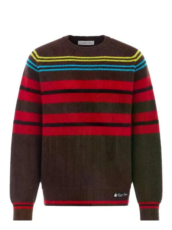 LANVIN Striped Sweater In Wool And Cashmere - Brown