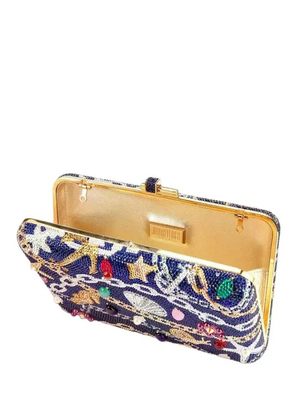 Judith Leiber Slim Slide Crystal-embellished Chain-print Minibag - Blue