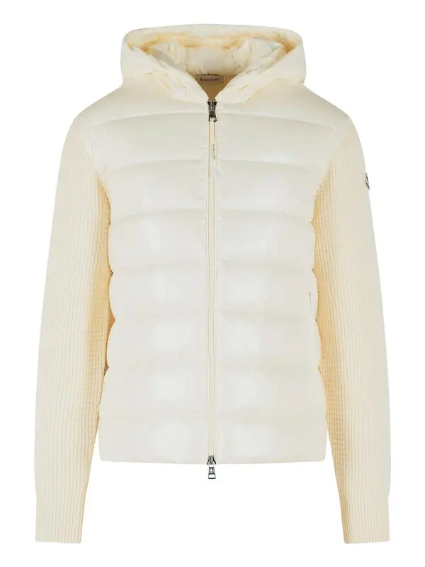 Moncler Ivory Padded Wool Sweatshirt - White