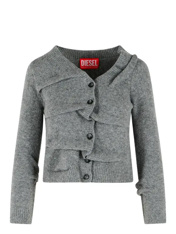 DIESEL® M-ava Cardigan In Beige Wool - Gray
