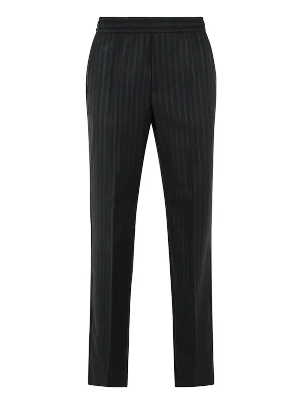 Versace Jacquard Wool Pants - Black