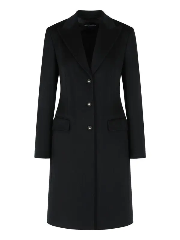 Dolce & Gabbana Single-breasted Wool Coat - Black