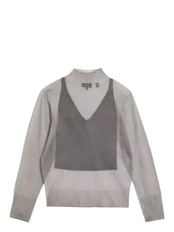 Ted Baker London Taylaw Sheer Funnel-neck Knitted Top - Grey