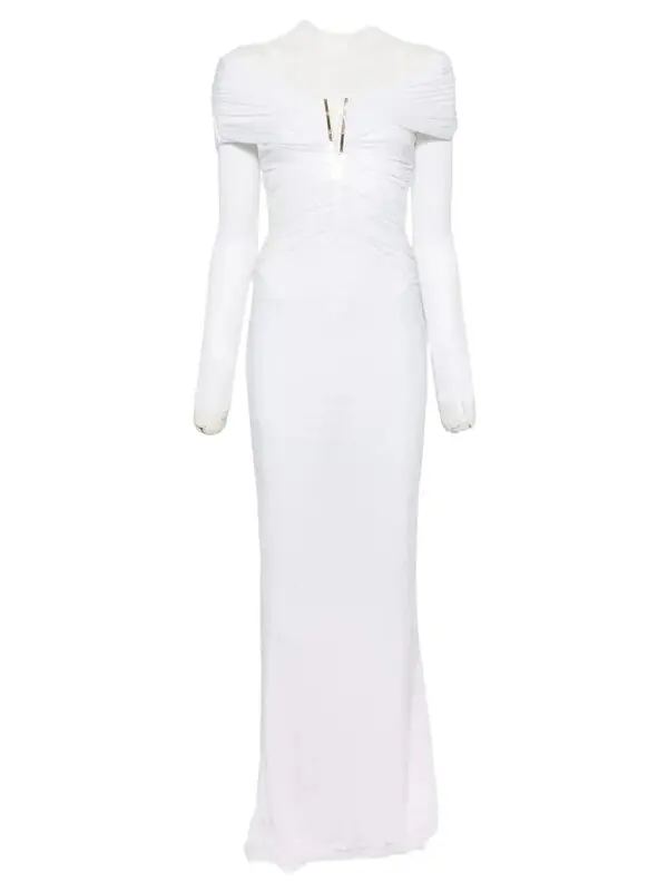 Elisabetta Franchi Off-the-shoulder Ruched Maxi Dress - Neutrals