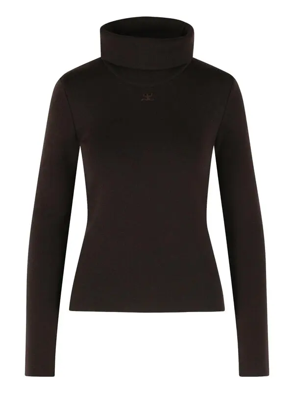 COURREGES Merino Wool Turtleneck Sweater - Brown